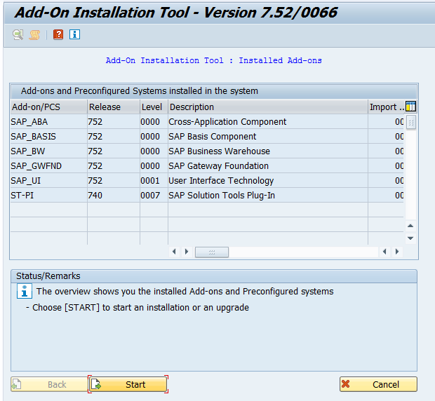 Checking the installed components